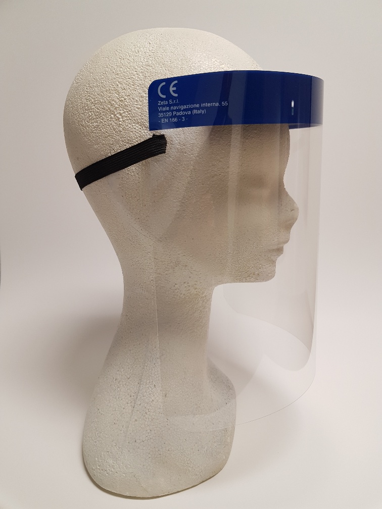 Face Shield PPE, anti-COVID-19 - disinfectable and reusable - Zeta Srl